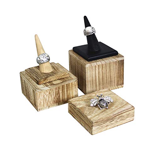 MOOCA Wooden 3 Pcs Square Risers for Display Jewelry and Accessories Display Stand, Wooden Risers for Display, Wood Display Stand Wooden Display Risers, Oak Color