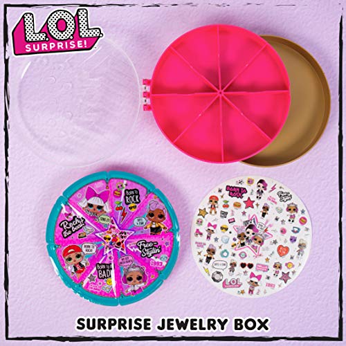 Horizon Group USA L.O.L. Surprise! Surprise Reveal Jewelry Box, Peel to Reveal Jewelry Pieces.DIY Jewelry Making Kit.Activity Kit Includes 1200+ Charms & Beads Along with Storage Box.