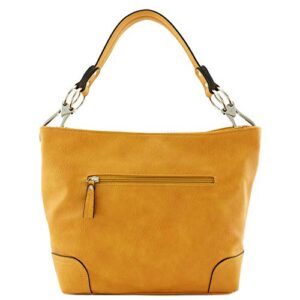 Hobo Shoulder Bag with Big Snap Hook Hardware (Mustard)