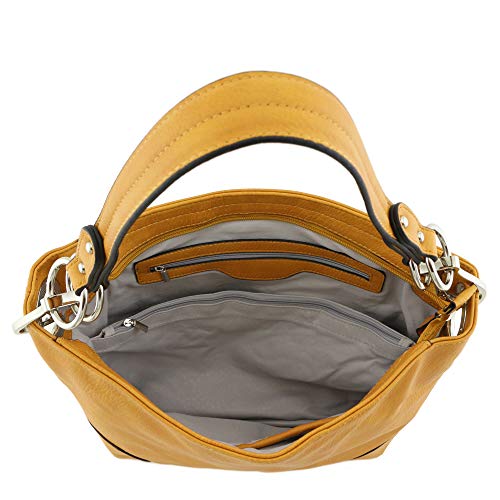 Hobo Shoulder Bag with Big Snap Hook Hardware (Mustard)