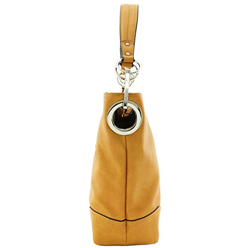 Hobo Shoulder Bag with Big Snap Hook Hardware (Mustard)