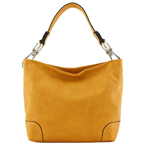 Hobo Shoulder Bag with Big Snap Hook Hardware (Mustard)