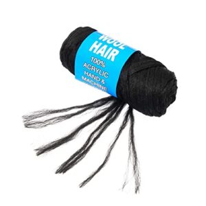 4 Packs Brazilian Wool Hair Yarn, Wool Yarn for Hair Jumbo Braiding& Senegalese Twisting Wool Hair Attachment Knitting Hair Braids(Natural Black)