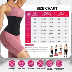 TrainingGirl Women Waist Trainer Cincher Corset Tummy Control Workout Sweat Band Slimmer Belly Belt Weight Loss Sports Girdle (Black, Large)