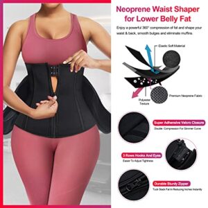 TrainingGirl Women Waist Trainer Cincher Corset Tummy Control Workout Sweat Band Slimmer Belly Belt Weight Loss Sports Girdle (Black, Large)