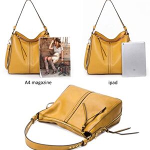 Montana West Large Leather Hobo Handbag for Women Studded Shoulder Bag Crossbody Purse (Mustard) MWC-1001MSTD