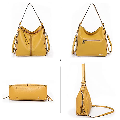 Montana West Large Leather Hobo Handbag for Women Studded Shoulder Bag Crossbody Purse (Mustard) MWC-1001MSTD