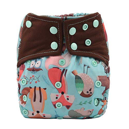 AIll in One Night AIO Cloth Diaper Nappy Sewn in Insert Reusable Washable (Animal Pack)