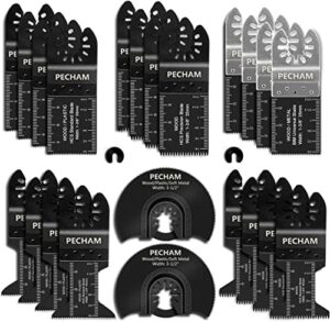 pecham 24pcs universal wood metal oscillating multitool quick release saw blades fit porter cable black & decker rockwell ridgid ryobi milwaukee chicago craftsman