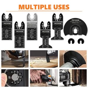 PECHAM 24PCS Universal Wood Metal Oscillating Multitool Quick Release Saw Blades Fit Porter Cable Black & Decker Rockwell Ridgid Ryobi Milwaukee Chicago Craftsman