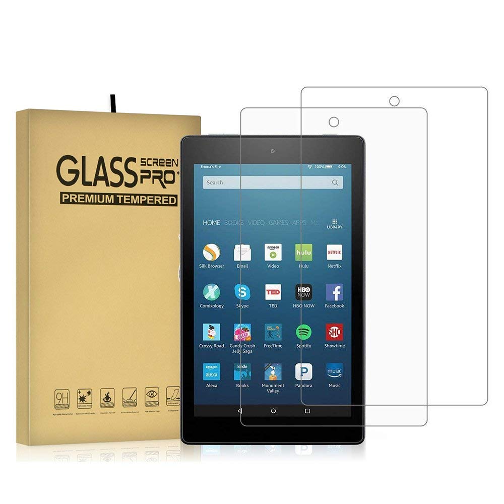 [2 Pack] TDA Amazon Fire HD 10 Glass Screen Protector (2019 Released, 9th Generation) Premium HD Tempered Glass Film for Amazon Fire HD 10" Tablet [Crystal Clear] [9H Hardness] [Bubble Free]