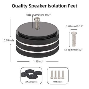 Monosaudio 4Pcs 40x20mm Speaker Isolation Feet 3M Adhesives Speaker Spike Pads with Non-Slip Rubber Rings for Audio,Speakers, Subwoofers, Home Theater, Turntable DAC Feet Pad (Black Color)