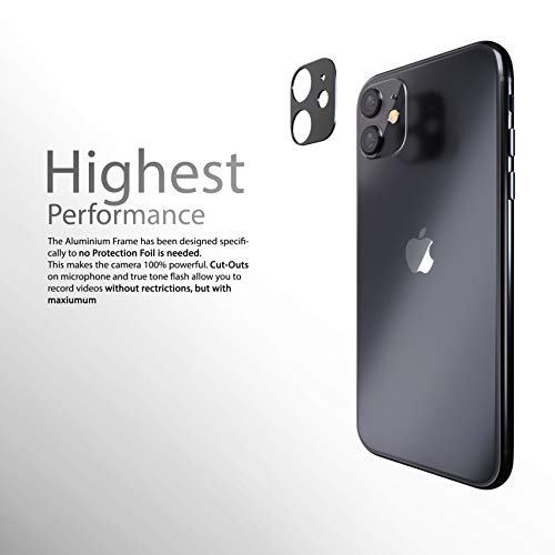 innoGadgets Camera lens Protector compatible with iPhone 11 | Camera Cover, Lens Protector | Protection against shocks and scratches | Dust free installation with Cleaning Set | Black