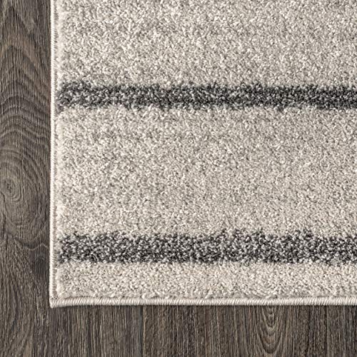 JONATHAN Y MOH201A-8 Williamsburg Minimalist Stripe Indoor Farmhouse Area-Rug Bohemian Minimalistic Easy-Cleaning Bedroom Kitchen Living Room Non Shedding, 8 X 10, Cream,Gray