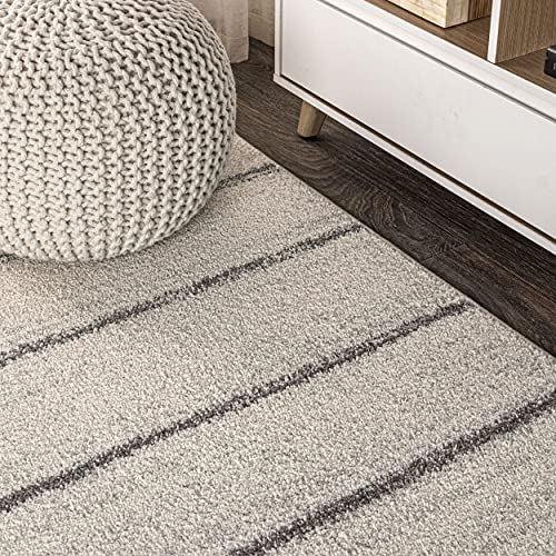 JONATHAN Y MOH201A-8 Williamsburg Minimalist Stripe Indoor Farmhouse Area-Rug Bohemian Minimalistic Easy-Cleaning Bedroom Kitchen Living Room Non Shedding, 8 X 10, Cream,Gray