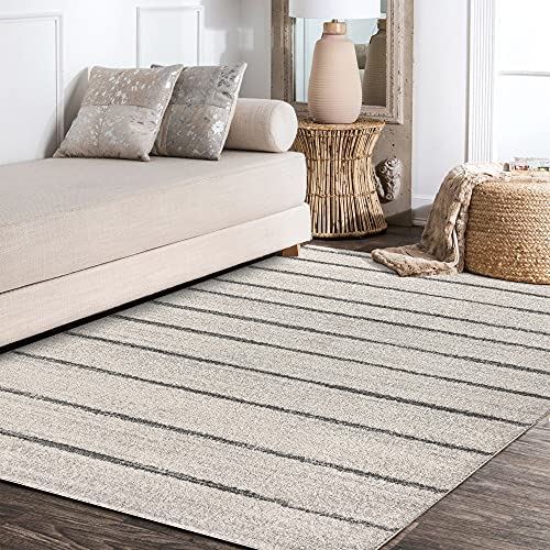 JONATHAN Y MOH201A-8 Williamsburg Minimalist Stripe Indoor Farmhouse Area-Rug Bohemian Minimalistic Easy-Cleaning Bedroom Kitchen Living Room Non Shedding, 8 X 10, Cream,Gray