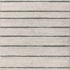 JONATHAN Y MOH201A-8 Williamsburg Minimalist Stripe Indoor Farmhouse Area-Rug Bohemian Minimalistic Easy-Cleaning Bedroom Kitchen Living Room Non Shedding, 8 X 10, Cream,Gray