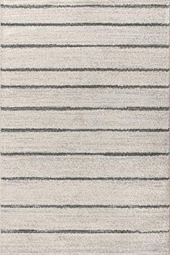 JONATHAN Y MOH201A-8 Williamsburg Minimalist Stripe Indoor Farmhouse Area-Rug Bohemian Minimalistic Easy-Cleaning Bedroom Kitchen Living Room Non Shedding, 8 X 10, Cream,Gray