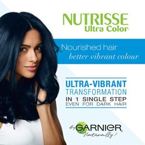 Garnier Nutrisse Ultra Nourishing Hair Color Creme with Triple Oils, Permanent Dye for 100% Gray Coverage, Blue Curaçao IN2 (Packaging may vary)