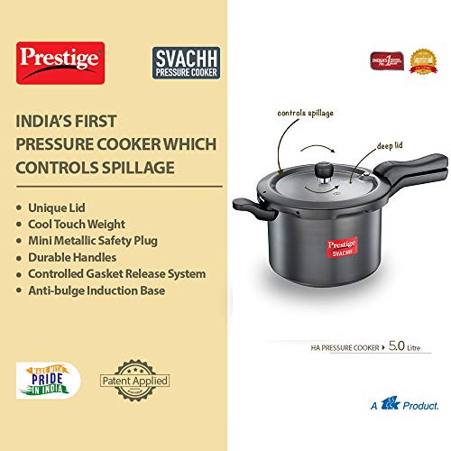 TTK Prestige SVAHA5 Prestige Svachh Pressure Cooker HA 5 L, 5-Liter, Black