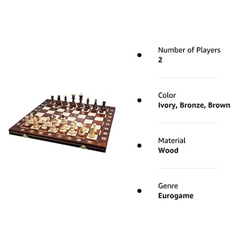 Handmade European Wooden Chess Set with 16 Inch Board and Hand Carved Chess Pieces