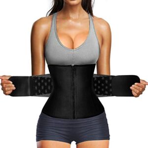 Nebility Women Waist Trainer Belt Tummy Control Waist Cincher Sport Waist Trimmer Sauna Sweat Workout Girdle Slim Belly Band(S,Black)