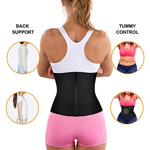 Nebility Women Waist Trainer Belt Tummy Control Waist Cincher Sport Waist Trimmer Sauna Sweat Workout Girdle Slim Belly Band(S,Black)