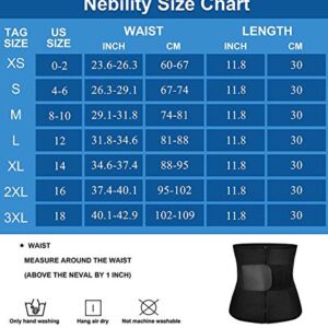 Nebility Women Waist Trainer Belt Tummy Control Waist Cincher Sport Waist Trimmer Sauna Sweat Workout Girdle Slim Belly Band(S,Black)