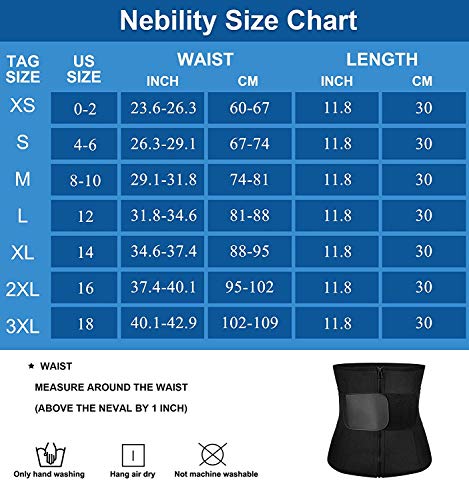 Nebility Women Waist Trainer Belt Tummy Control Waist Cincher Sport Waist Trimmer Sauna Sweat Workout Girdle Slim Belly Band(S,Black)