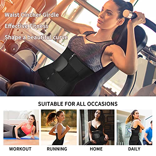 Nebility Women Waist Trainer Belt Tummy Control Waist Cincher Sport Waist Trimmer Sauna Sweat Workout Girdle Slim Belly Band(S,Black)