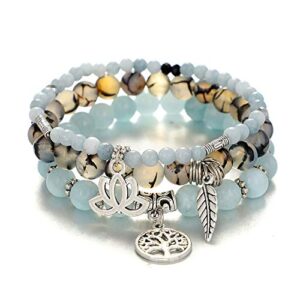 ueuc tree of life yoga healing stone bracelets,multilayer lotus chakra stone reiki bracelet sets,anxiety crystal natural stone,for women stress relief