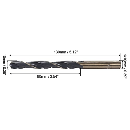 uxcell Straight Shank Twist Drill Bits 10mm High Speed Steel 4341 with 10mm Shank for Stainless Steel Alloy Metal Plastic Wood