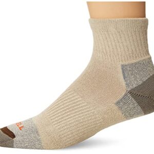 Merrell unisex adult Men's and Women's Moab Hiking Midweight Cushion - Coolmax Moisture Management Arch Casual Sock, Tan, M L Men s 9.5-12 Women 10-13 US