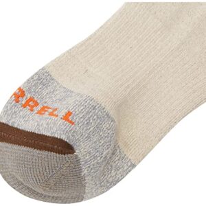 Merrell unisex adult Men's and Women's Moab Hiking Midweight Cushion - Coolmax Moisture Management Arch Casual Sock, Tan, M L Men s 9.5-12 Women 10-13 US