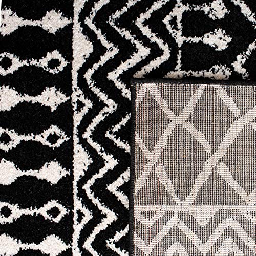 SAFAVIEH Tulum Collection Area Rug - 8' x 10', Black & Ivory, Moroccan Boho Distressed Design, Non-Shedding & Easy Care, Ideal for High Traffic Areas in Living Room, Bedroom (TUL270Z)