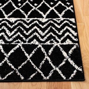 SAFAVIEH Tulum Collection Area Rug - 8' x 10', Black & Ivory, Moroccan Boho Distressed Design, Non-Shedding & Easy Care, Ideal for High Traffic Areas in Living Room, Bedroom (TUL270Z)