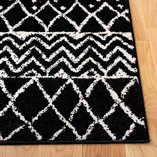 SAFAVIEH Tulum Collection Area Rug - 8' x 10', Black & Ivory, Moroccan Boho Distressed Design, Non-Shedding & Easy Care, Ideal for High Traffic Areas in Living Room, Bedroom (TUL270Z)