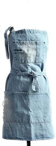 jowcud cotton adjustable bib apron with 5 pockets cooking kitchen aprons women men denim jean apron for cafes bars kitchens