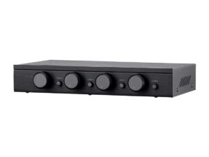 monoprice ssvc-4.1 single input 4-channel speaker selector with volume control, impedance protection, individual zone on/off buttons, black, model number: 138159