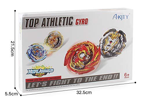 Burst Battle Evolution Attack Gyro Set with Two 4D Launcher Grip Starter and Stadium(4 in 1)