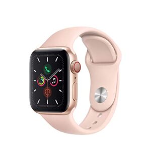 apple watch series 5 (gps + cellular, 44mm) - gold aluminum case with pink sand sport band (renewed)