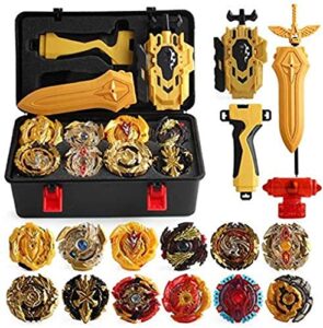 xixipopomt 12 pcs gyros burst turbo gyros top evolution metal fusion burst gyro toy battle gyro battling tops game set with 12 spinning top and 3 launchers, age 6+