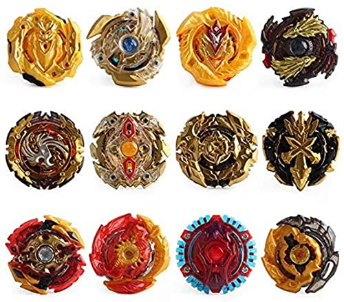 XIXIPOPOMT 12 Pcs Gyros Burst Turbo Gyros Top Evolution Metal Fusion Burst Gyro Toy Battle Gyro Battling Tops Game Set with 12 Spinning Top and 3 Launchers, Age 6+