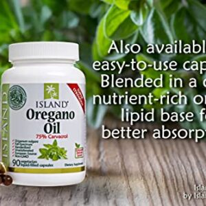 Island Nutrition, Oregano Oil Organic Liquid Drops - 100% Pure & Undiluted - USDA-Certified Organic (1 oz) 75% Carvacrol - Grown in Spain - Immune Support Supplement with Oil of Oregano.