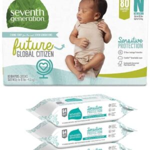 Seventh Generation Baby Diapers Chlorine Free Diaper Newborn Diapers Sensitive Protection Newborn 80 Count