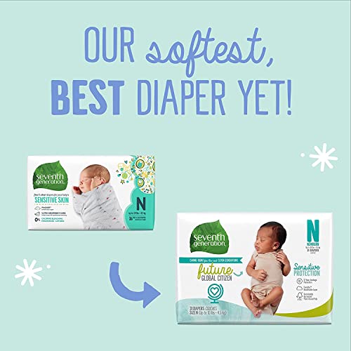 Seventh Generation Baby Diapers Chlorine Free Diaper Newborn Diapers Sensitive Protection Newborn 80 Count