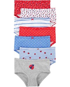 carter's girls' little 7-pack underwear, ladybug, 8