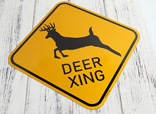 Deer Crossing Aluminum Reflective Sign UV Protected and Weatherproof 12 x 12 Inch 0.40 Mil Rust Free