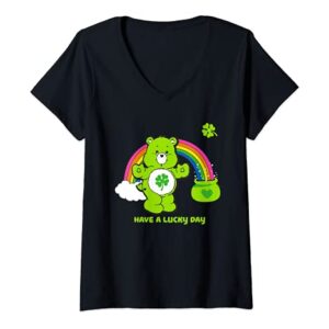 Womens Care Bears Have a Lucky Day V-Neck T-Shirt