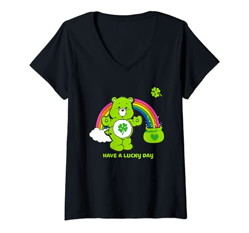 Womens Care Bears Have a Lucky Day V-Neck T-Shirt